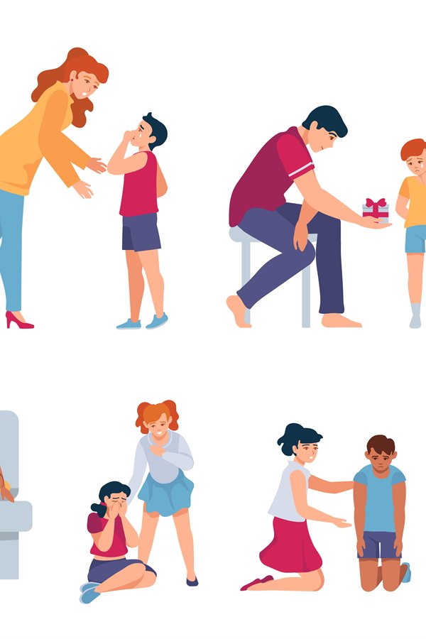 Family support. Parents and friends comforting and hugging c