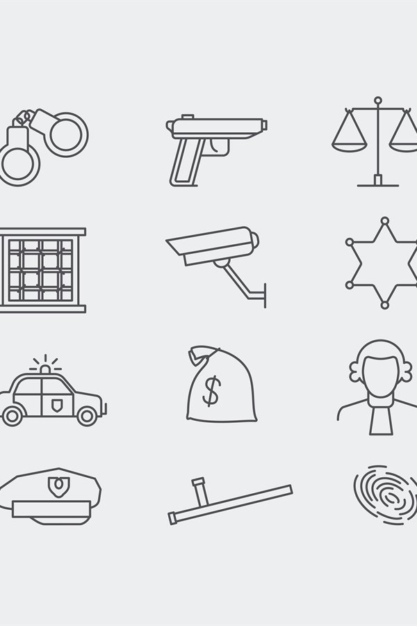 Crime and police line vector icons