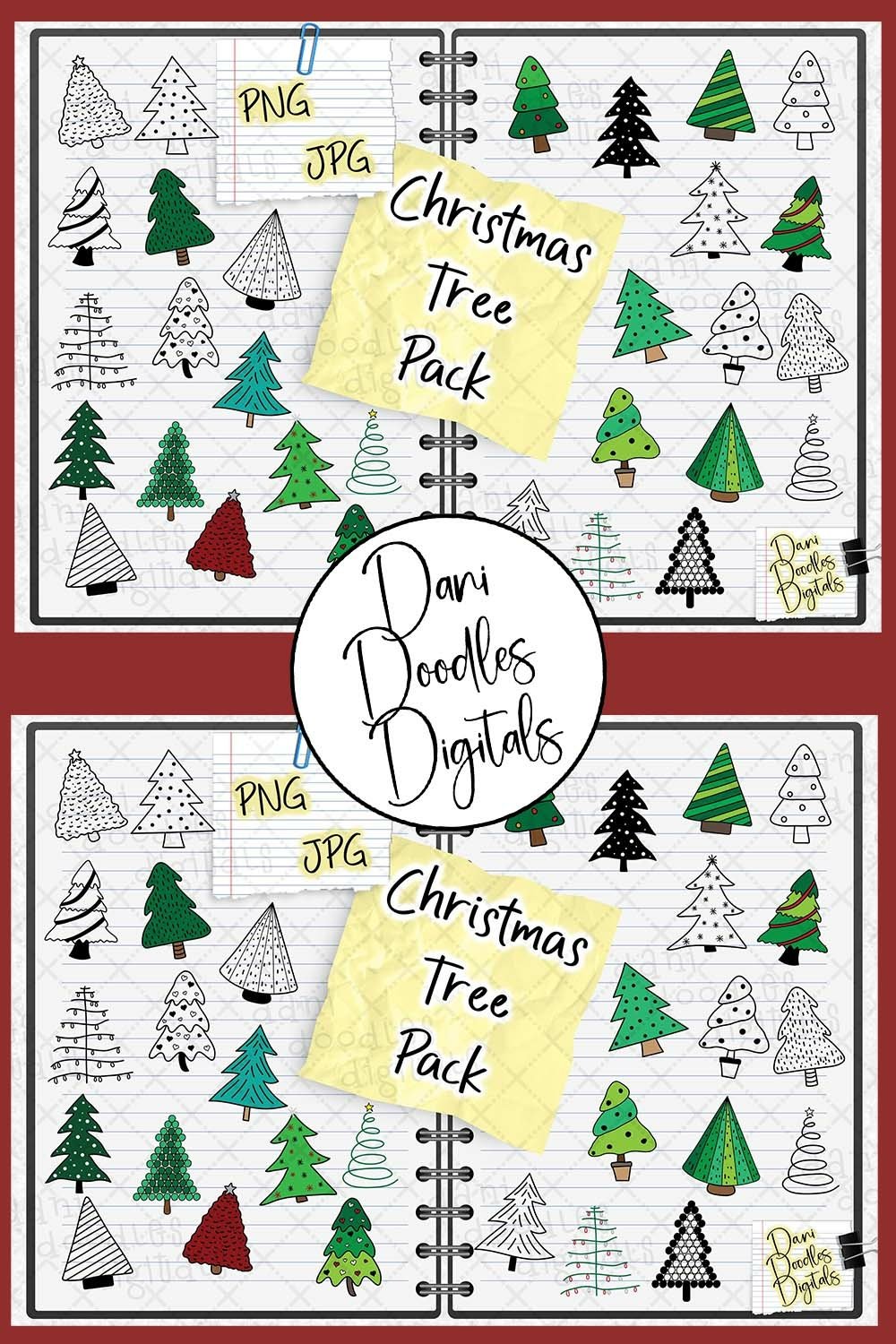 Christmas Tree Doodle Clipart - PNG, JPG, SVG