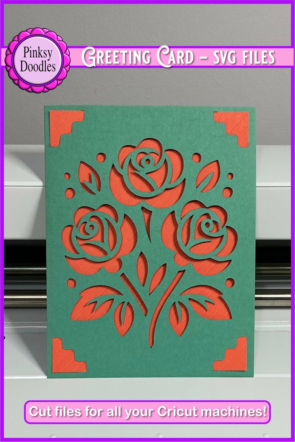 Rose design insert card svg cut file
