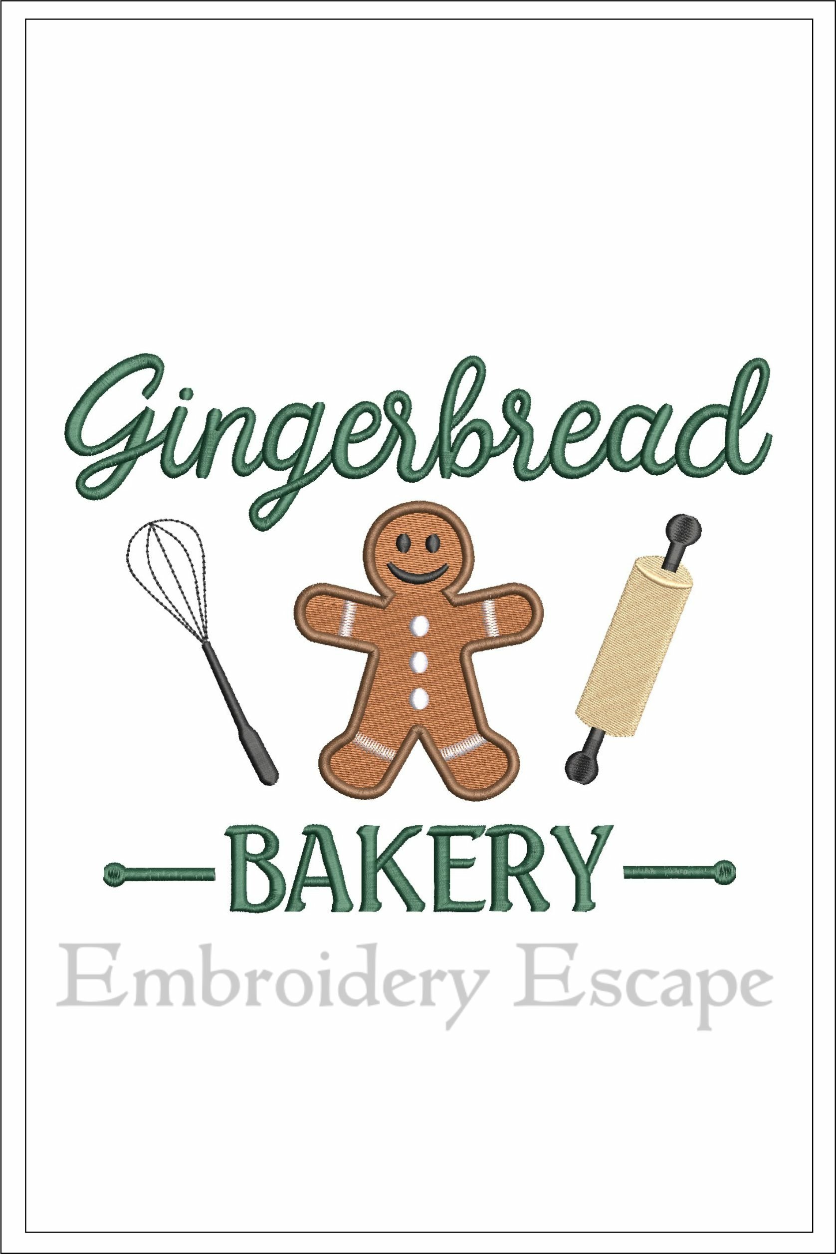 Gingerbread Bakery Embroidery Design