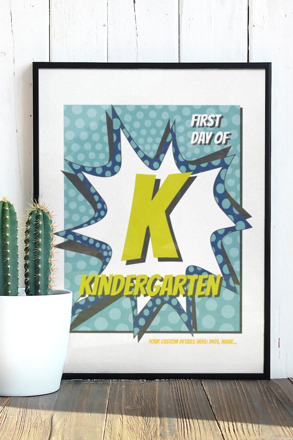 Light Blue First/Last Day of Kindergarten Printable Posters