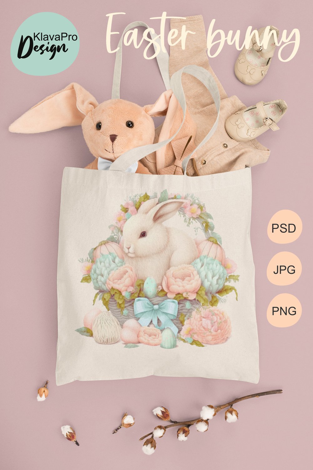 Easter Bunny in the basket Sublimation design