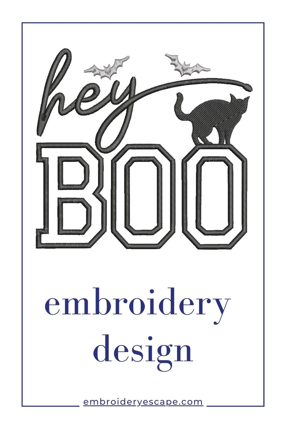 Hey Boo Embroidery Design - Halloween Pattern