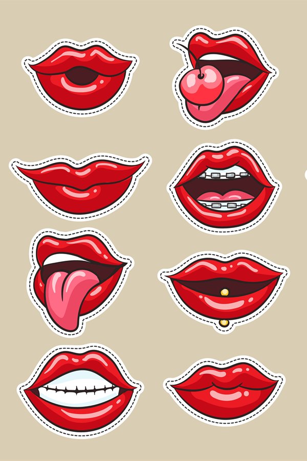 Cartoon lips stickers