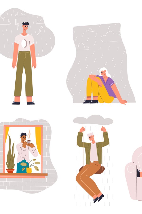 Sad, feel lonely, depressed socially excluded people. Loneli