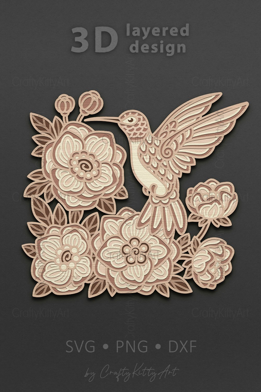Hummingbird Flower SVG, 3D layered paper laser cutting files