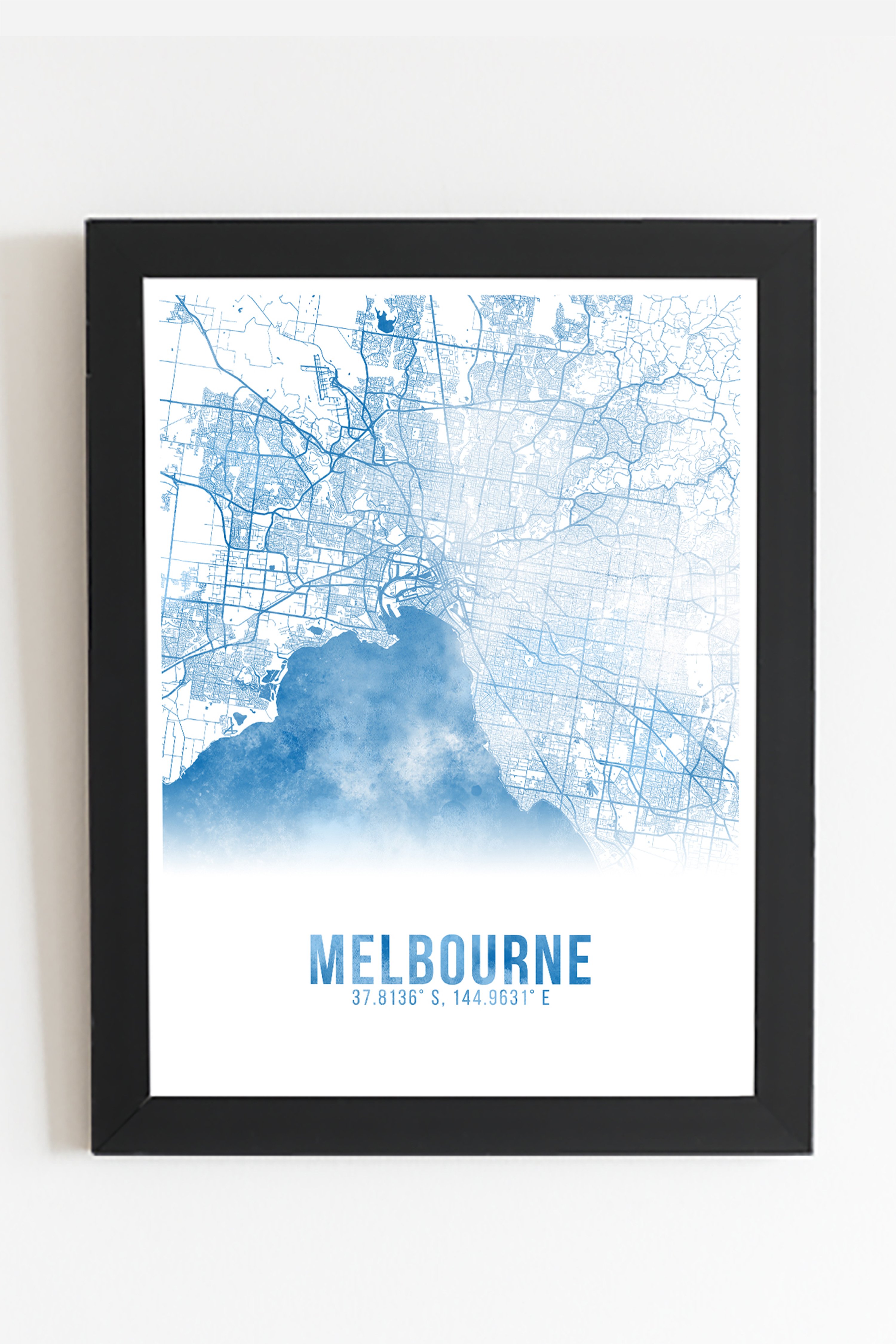 Melbourne Watercolor City Map Poster