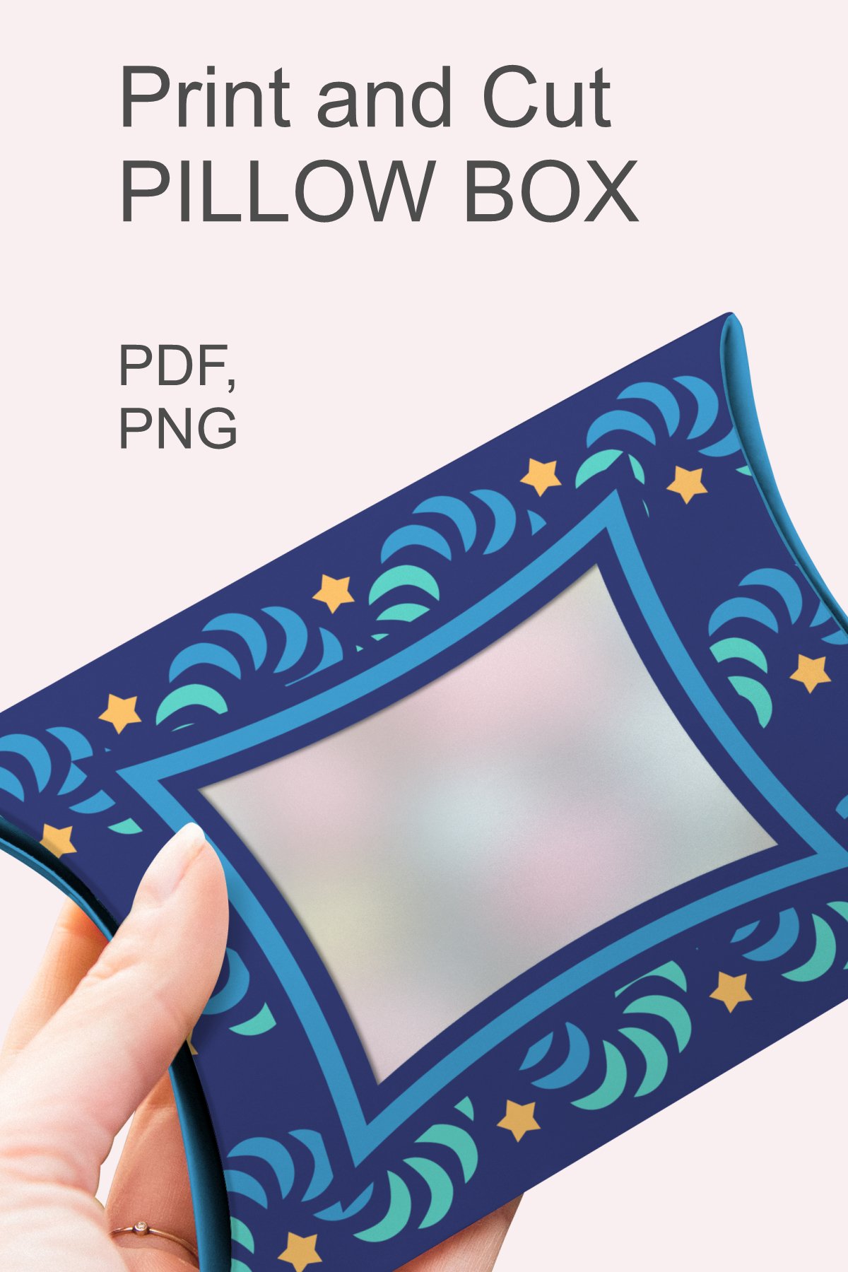 Blue Ribbons n Stars Pillow Box with Window for Print n Cut