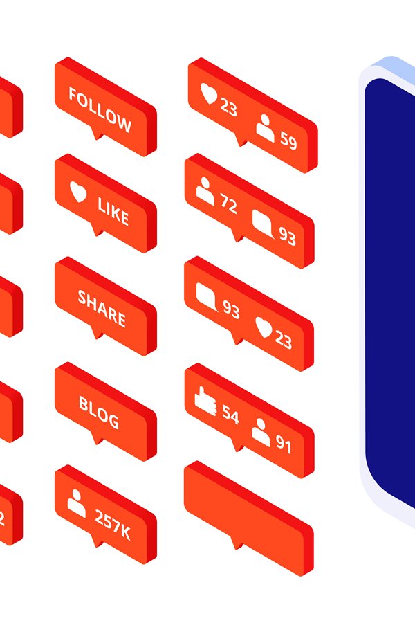 Love like isometric buttons. Instagram inspired follow icons