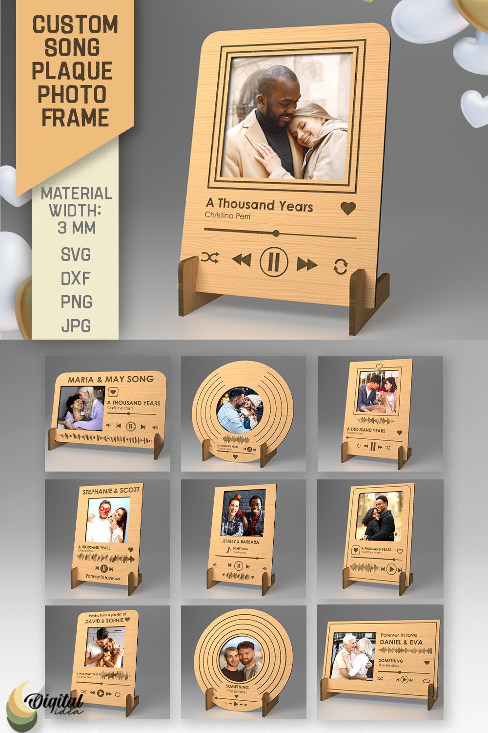 Personalized Song Plaque Photo Frame. Bundle Laser Cut