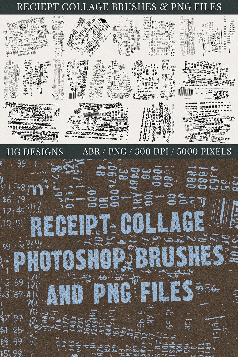 Receipt Collage Brushes and Png Files