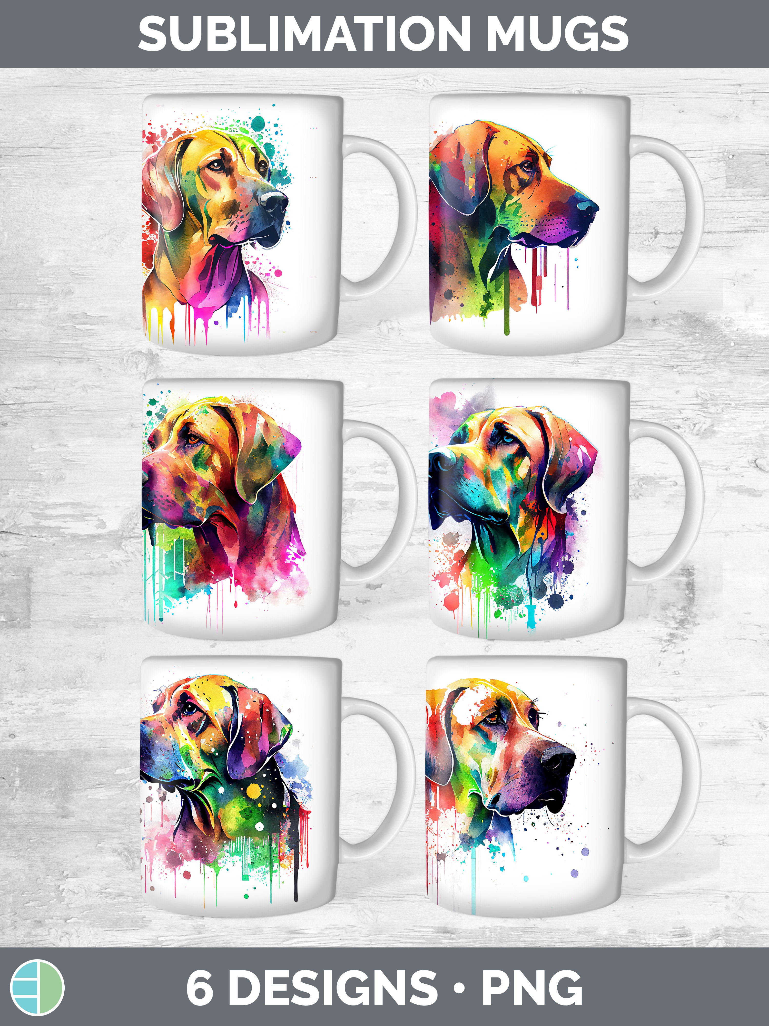 Rainbow Rhodesian Ridgeback Dog Mug Wrap | Sublimation Coffe