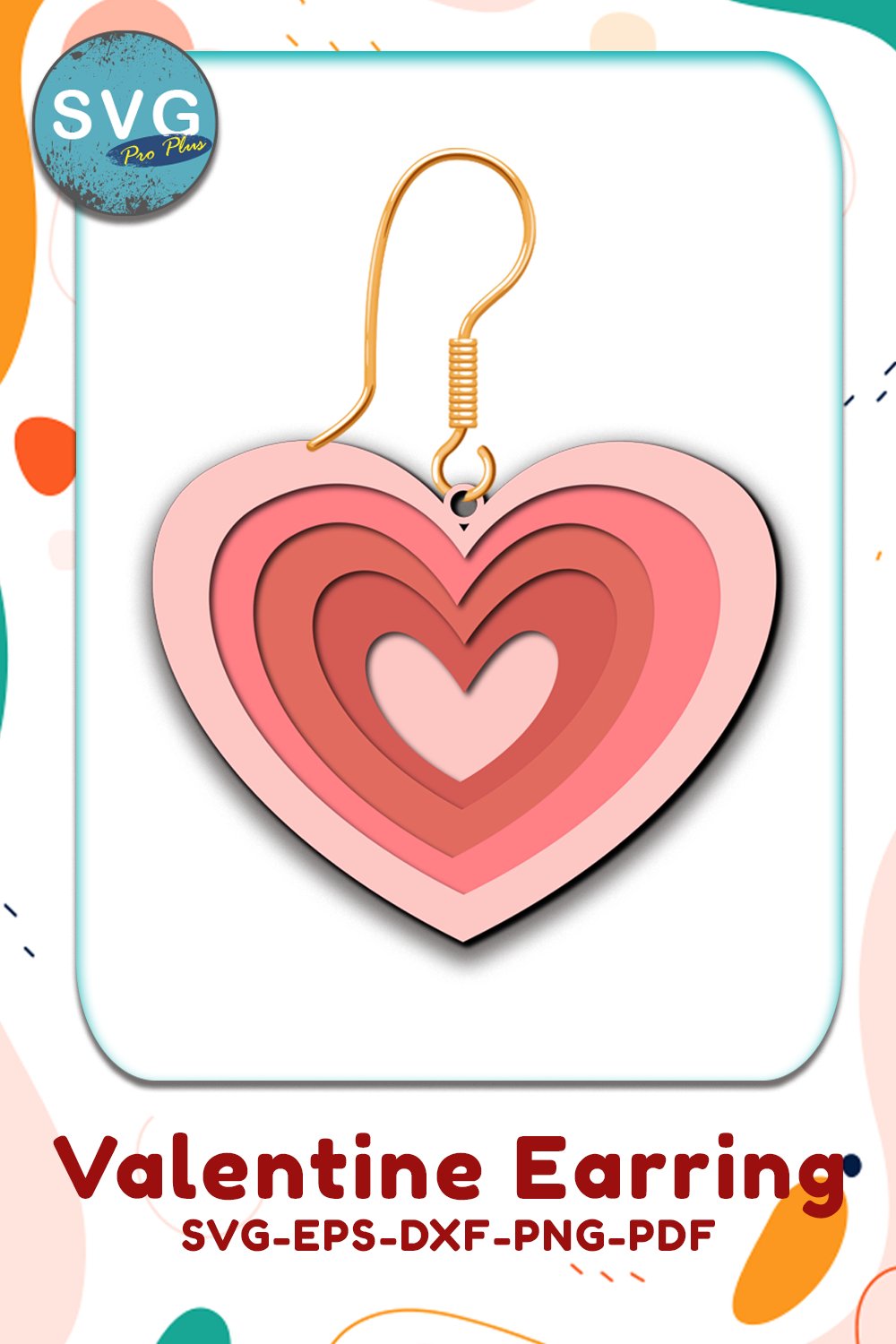 Valentine earrings svg Heart Stacked Earring svg (2425327)