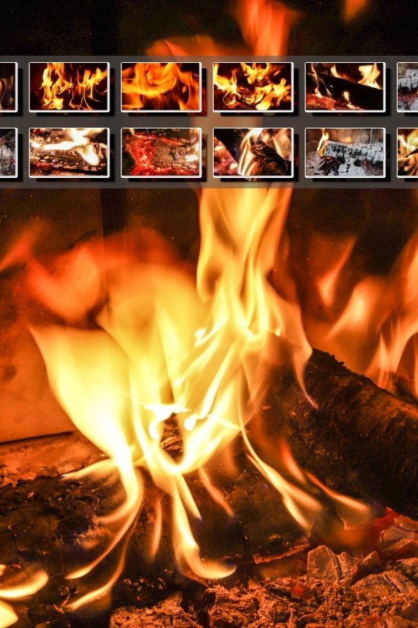 20x Backgrounds of a cozy fire in a fireplace - Vol. 1