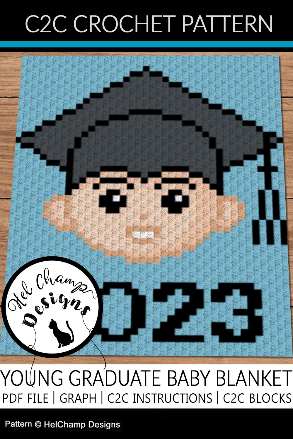 2023 Young Graduate Baby Blanket - C2C Crochet Pattern