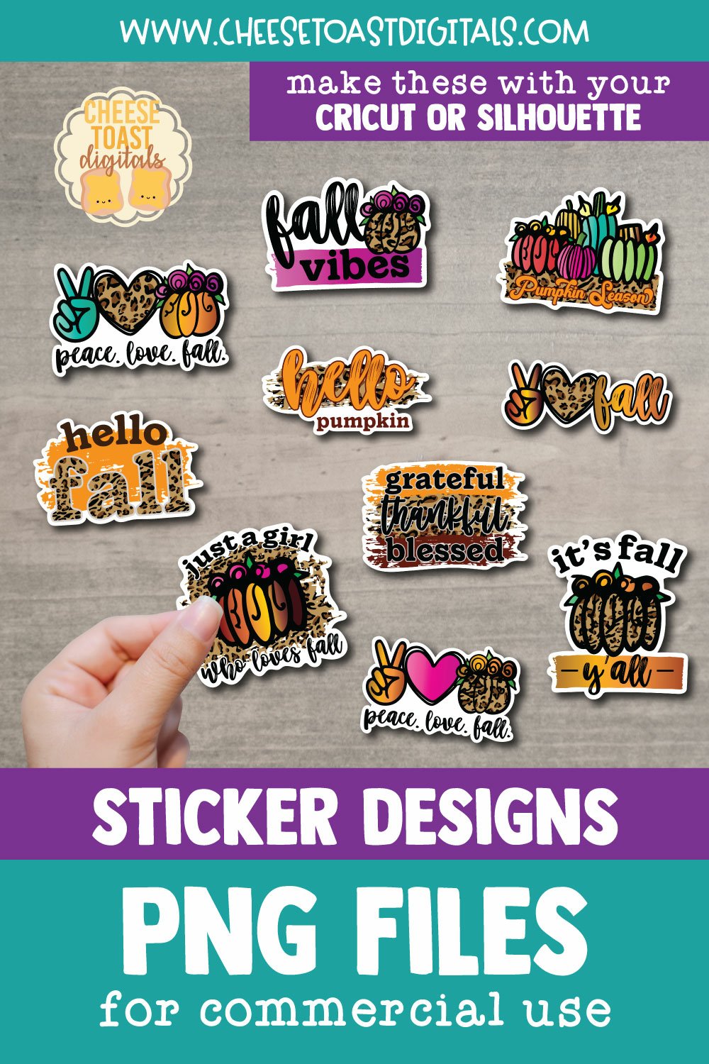 Fall Stickers Bundle | 10 Autumn Printable Sticker Designs