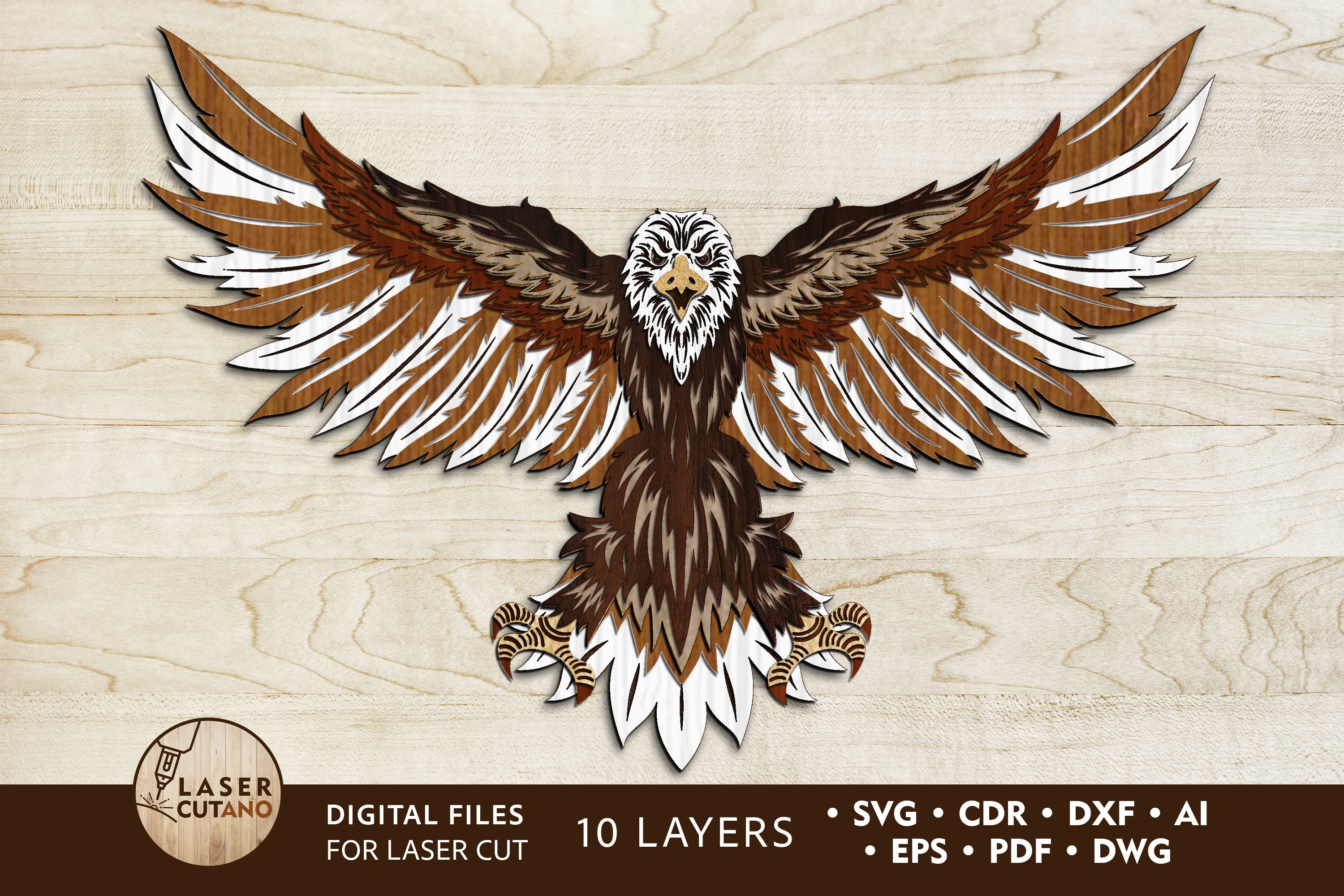 Multilayer Laser Cut File EAGLE, US Flag Art, 4th Of July