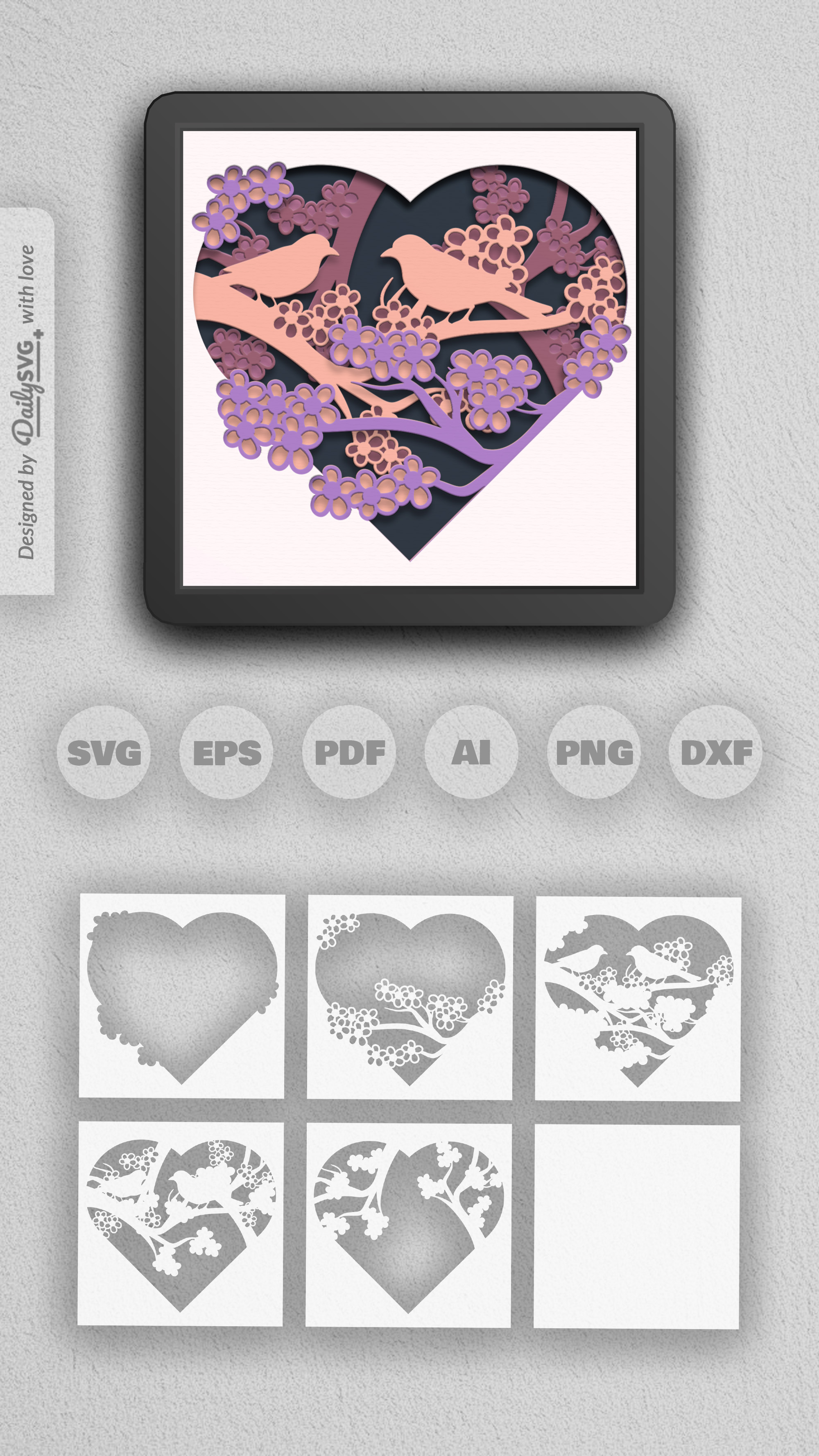 Hummingbird and Sunflower Shadowbox SVG Layered Papercut