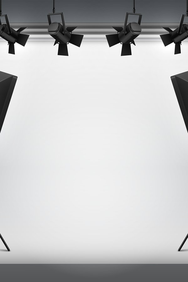 Photography studio. Photo backdrop and spotlight, realistic