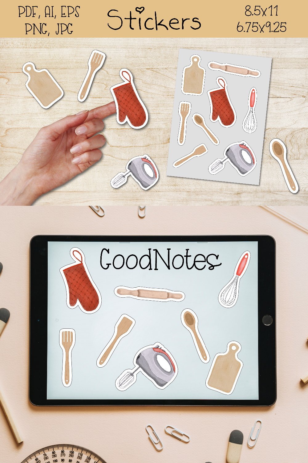 Printable Stickers and for the GoodNotes app.Kitchen tools