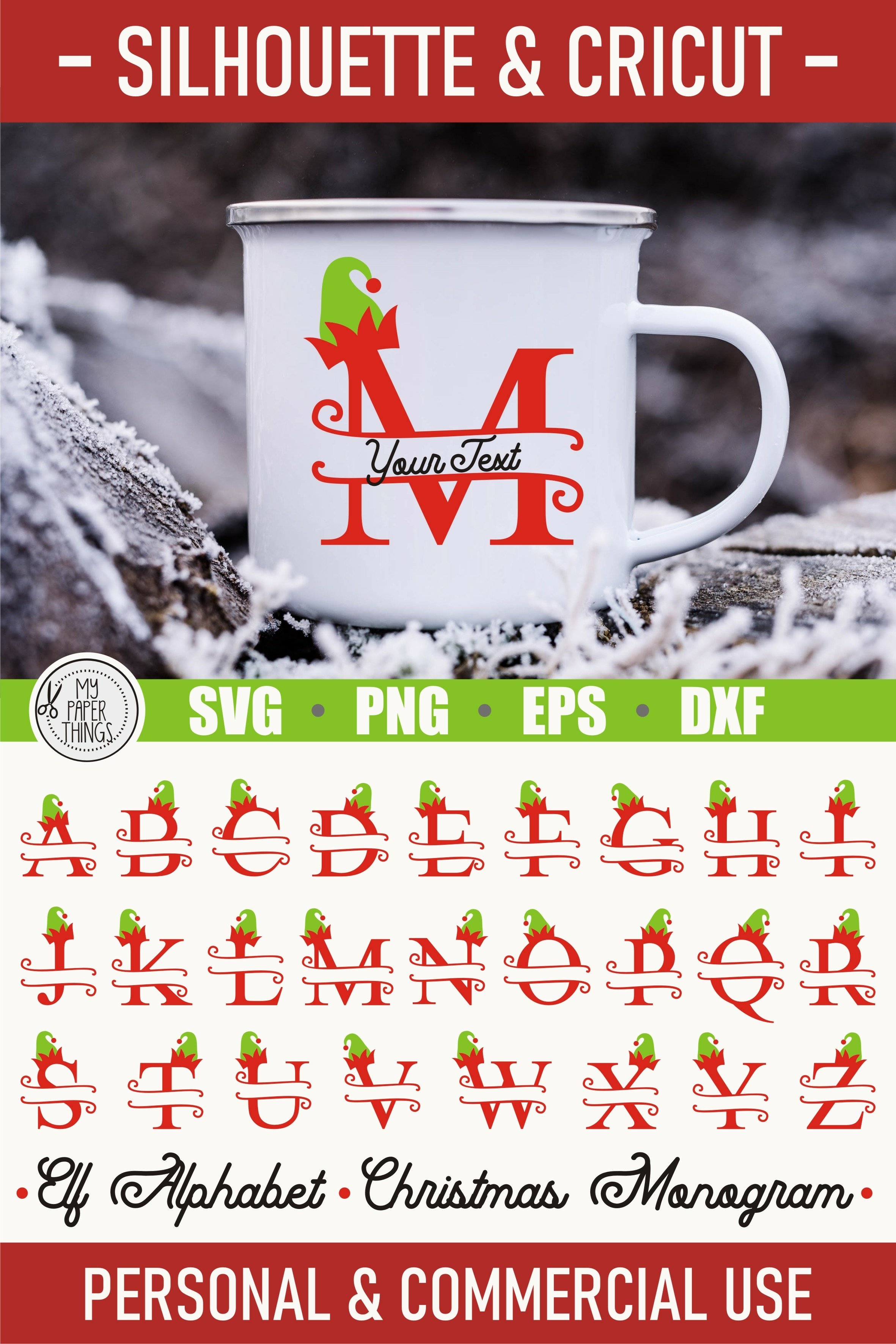Christmas Split Monogram SVG Alphabet, Elf alphabet SVG