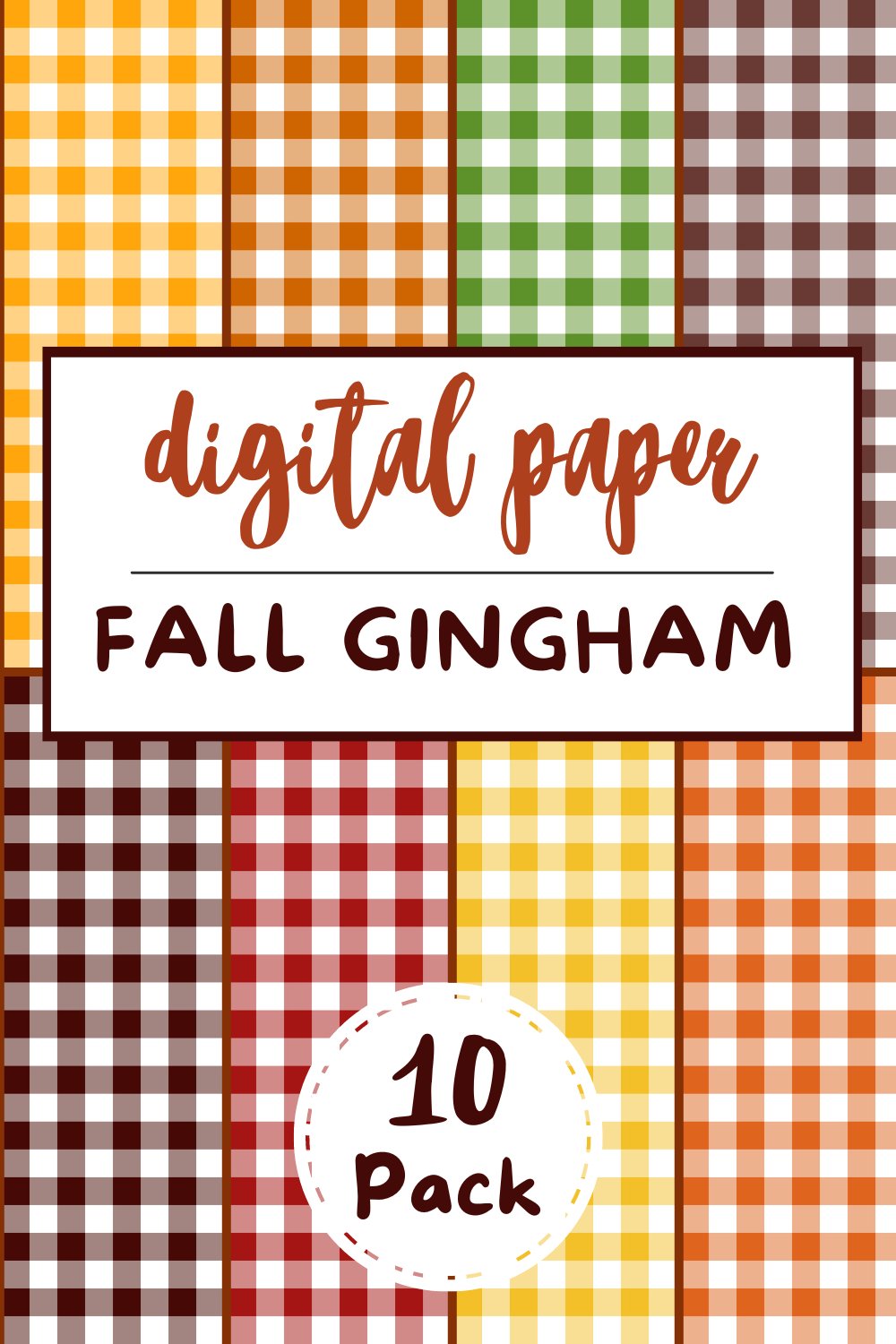Fall Gingham Plaid Digital Paper Printable, Tartan Patterns
