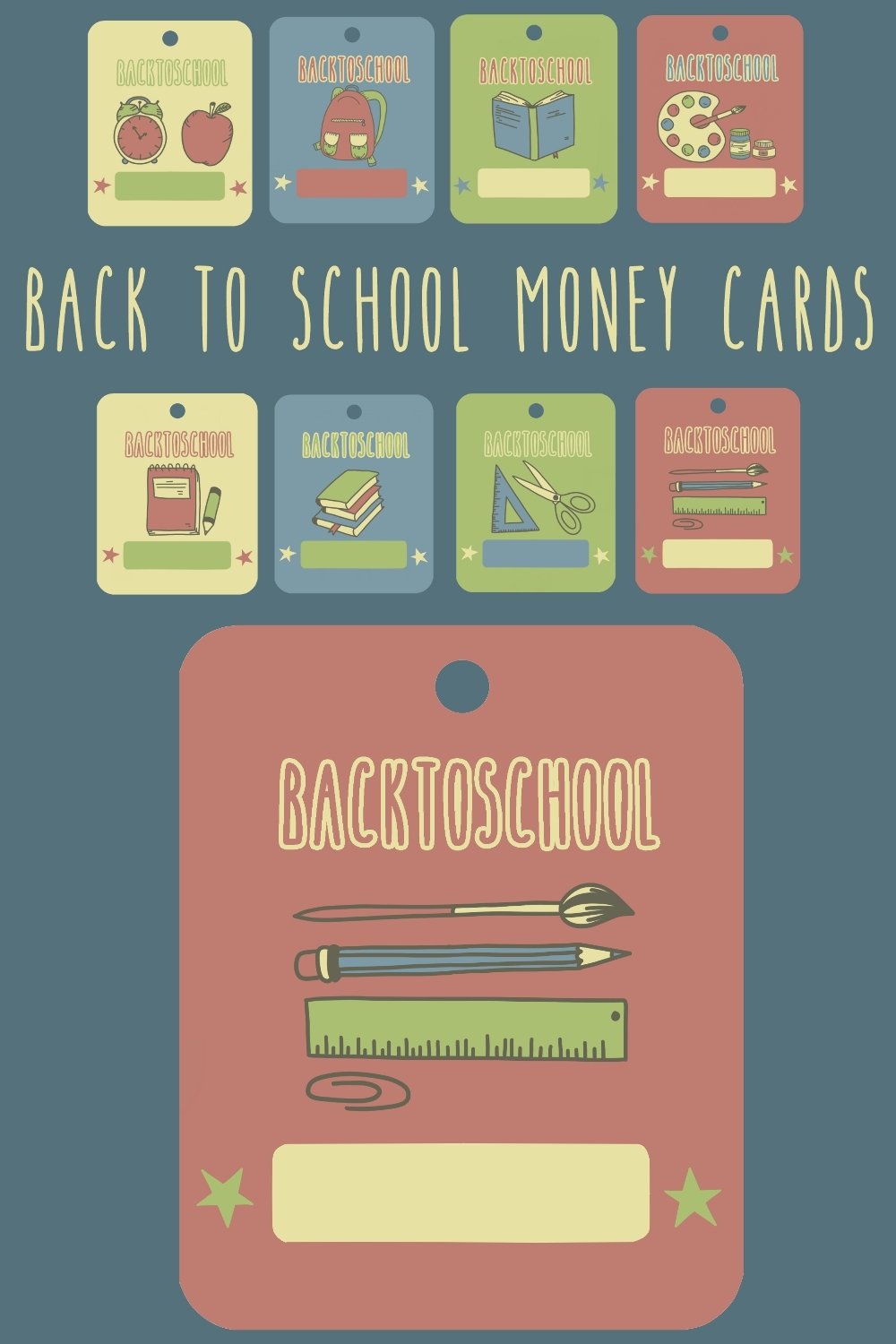 Back To School Printable Money Cards - 8 pngs
