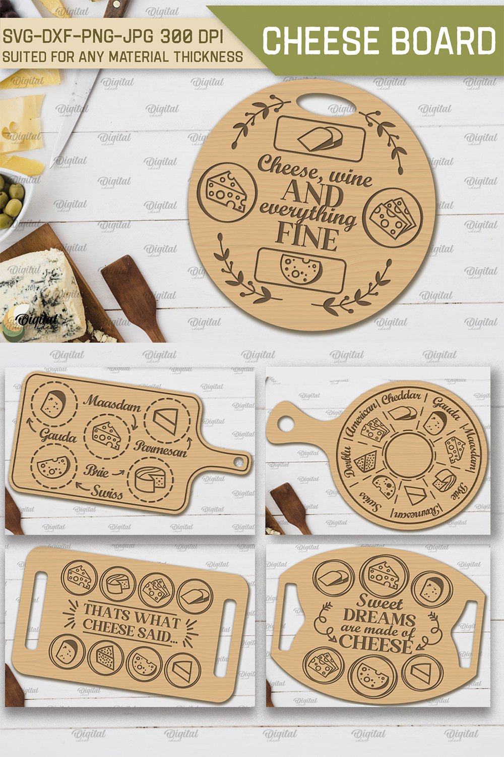 Cheese Boards SVG Bundle. Cutting Boards Laser Cut
