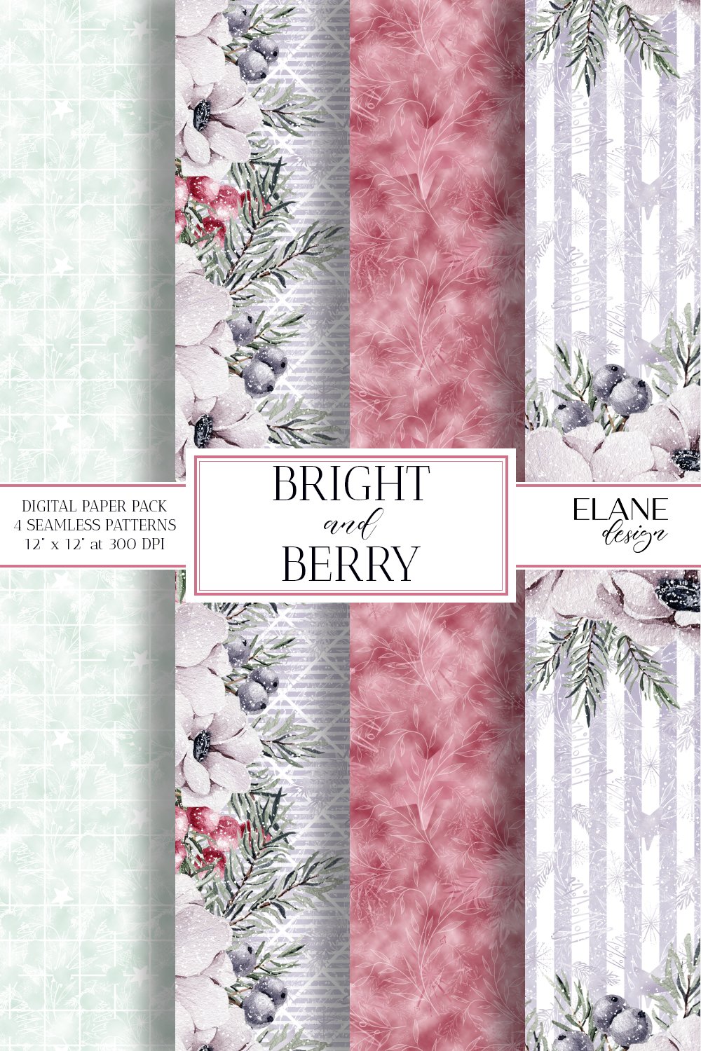 Christmas Digital Paper, Winter Floral Seamless (4243952)