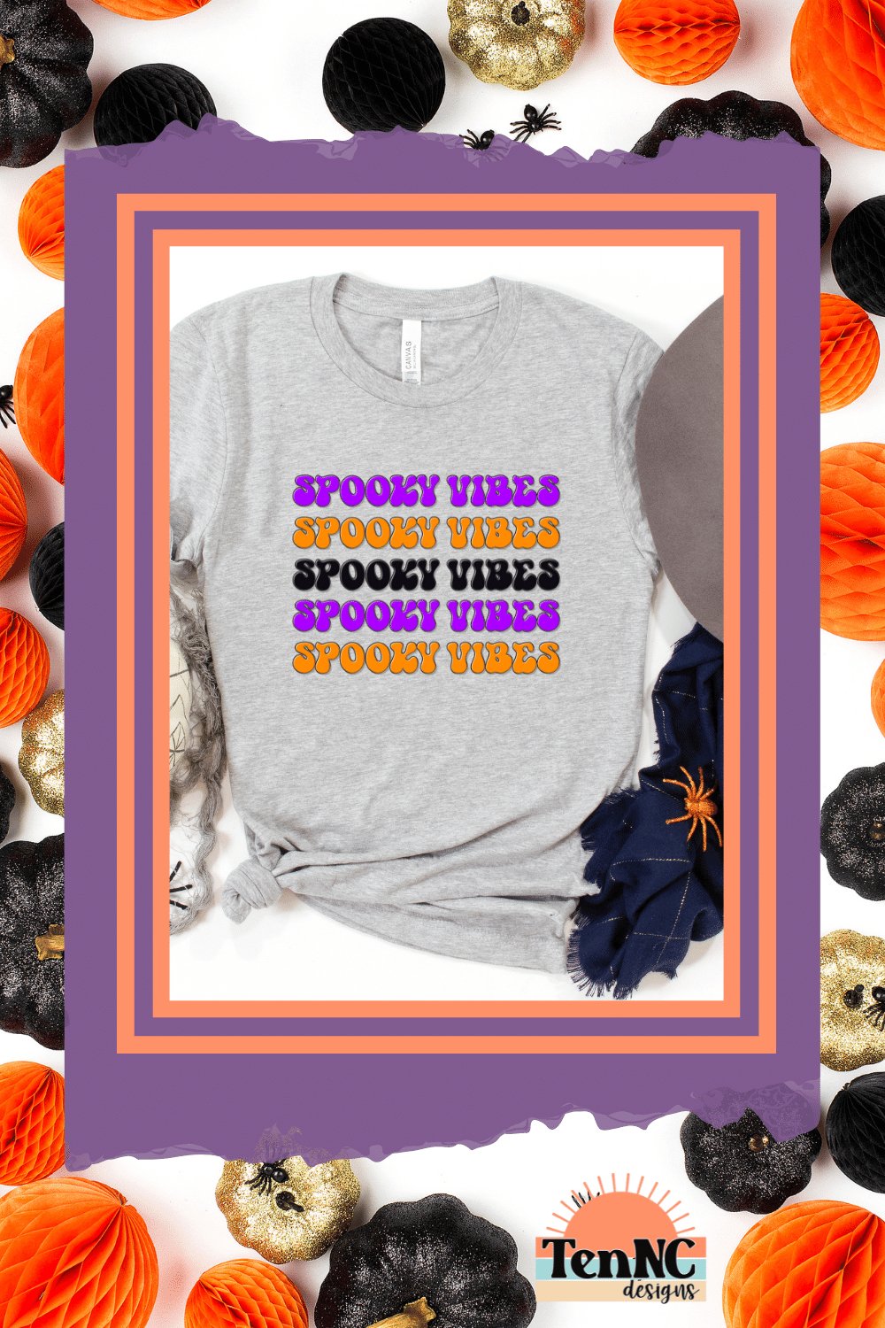 Retro stacked spooky vibes png design