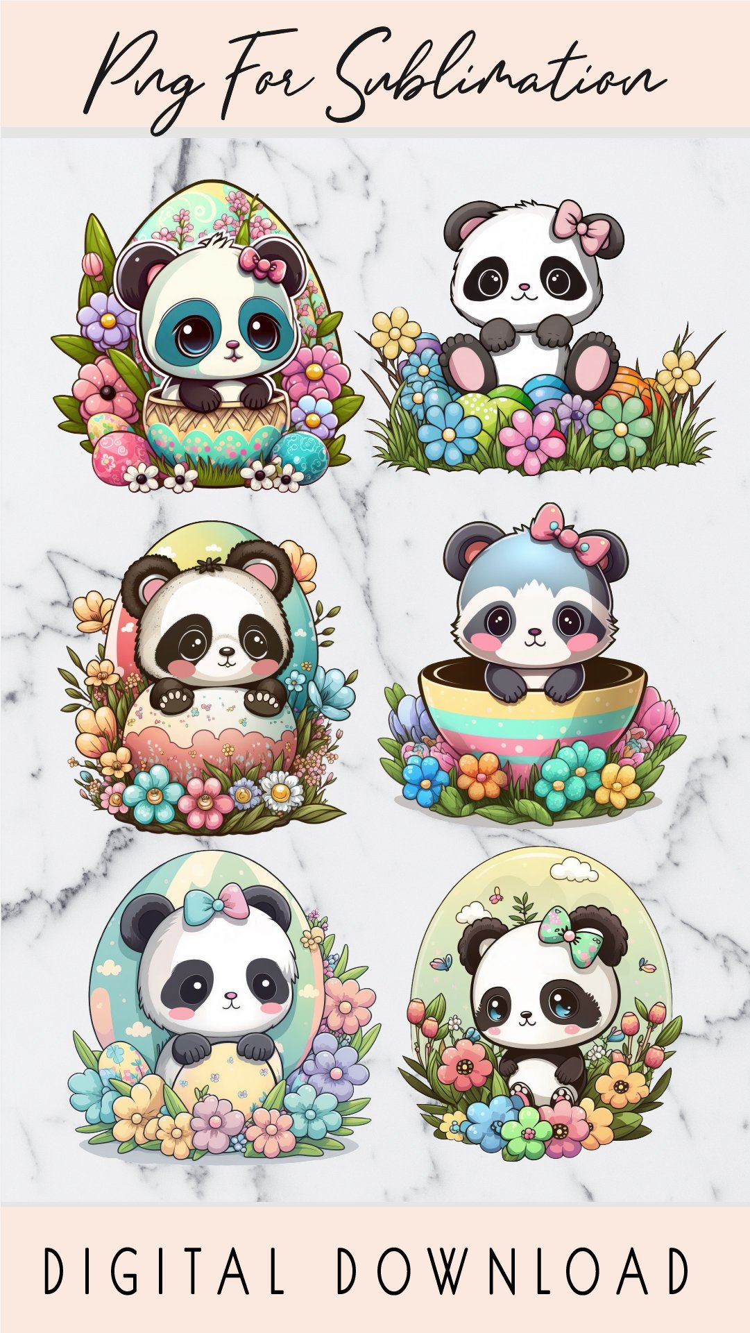 Easter Panda Clipart Bundle, Easter PNG bundle