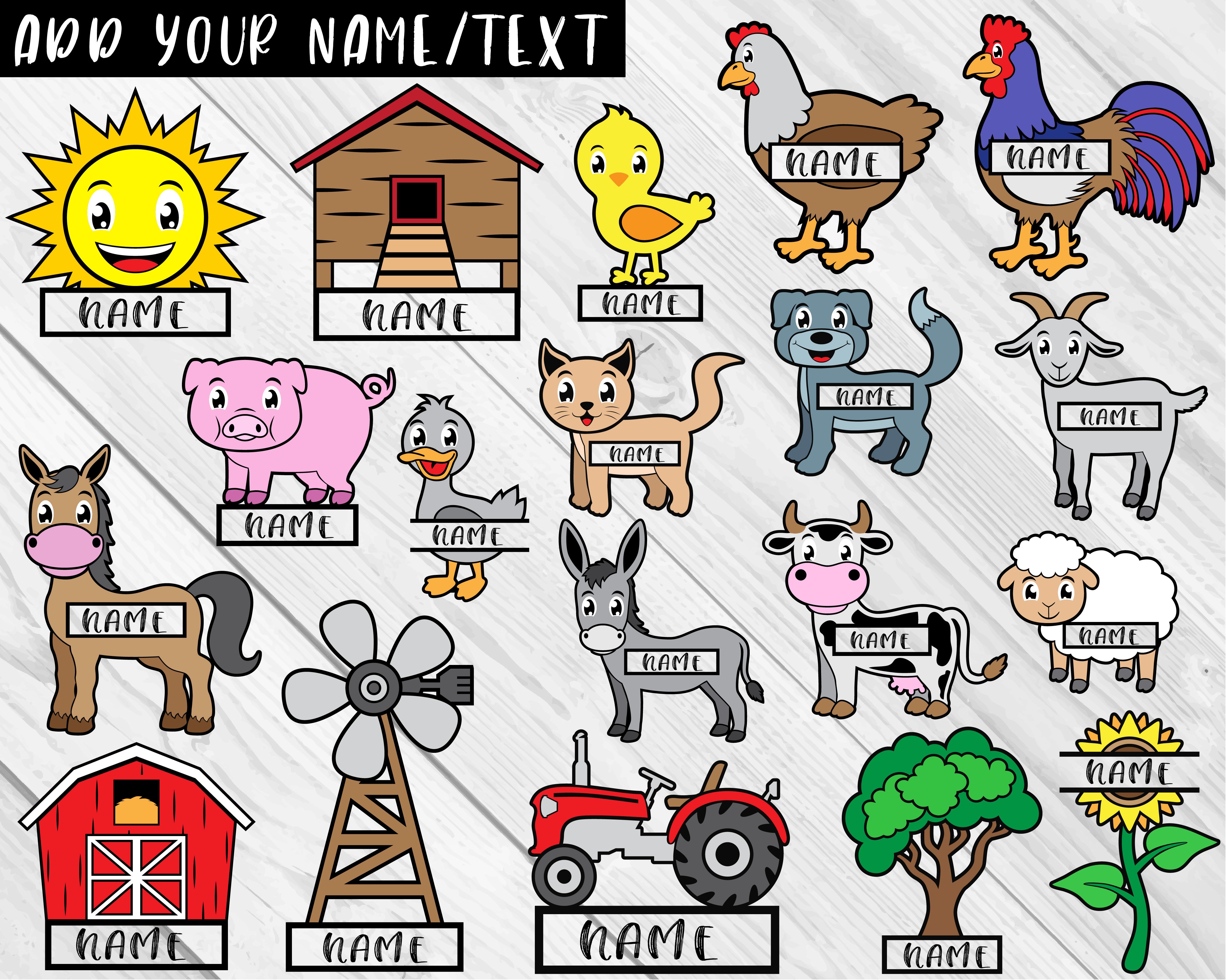 Split Farm Animals - Clip art / Cutting Files 1535c
