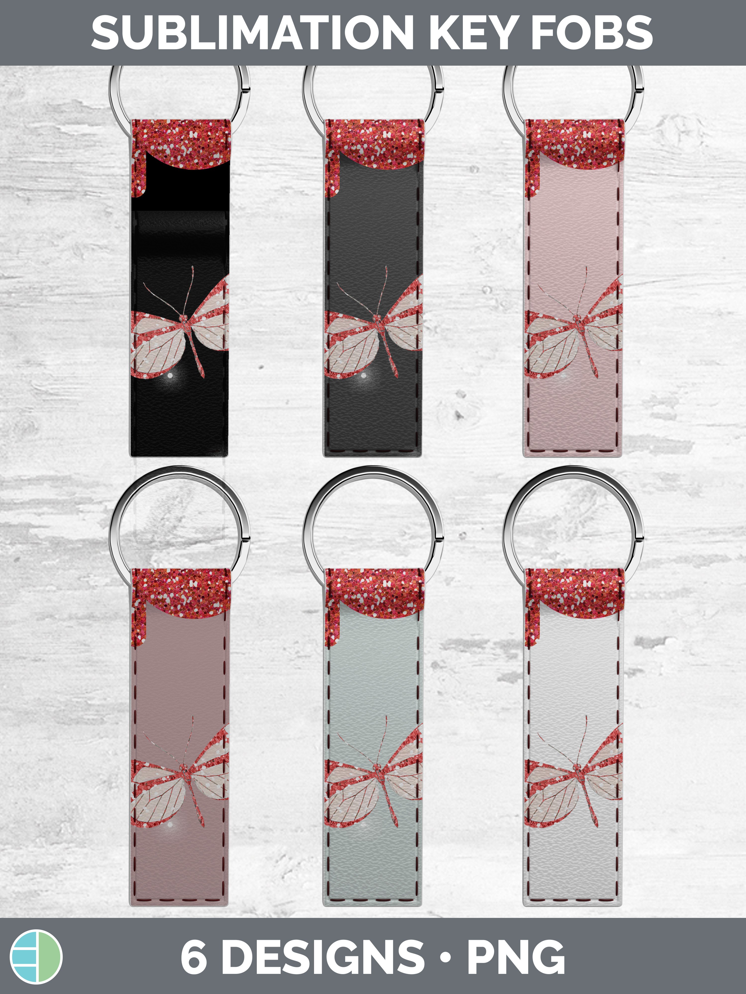 Pink Butterfly Key Fob | Wristlet Sublimation