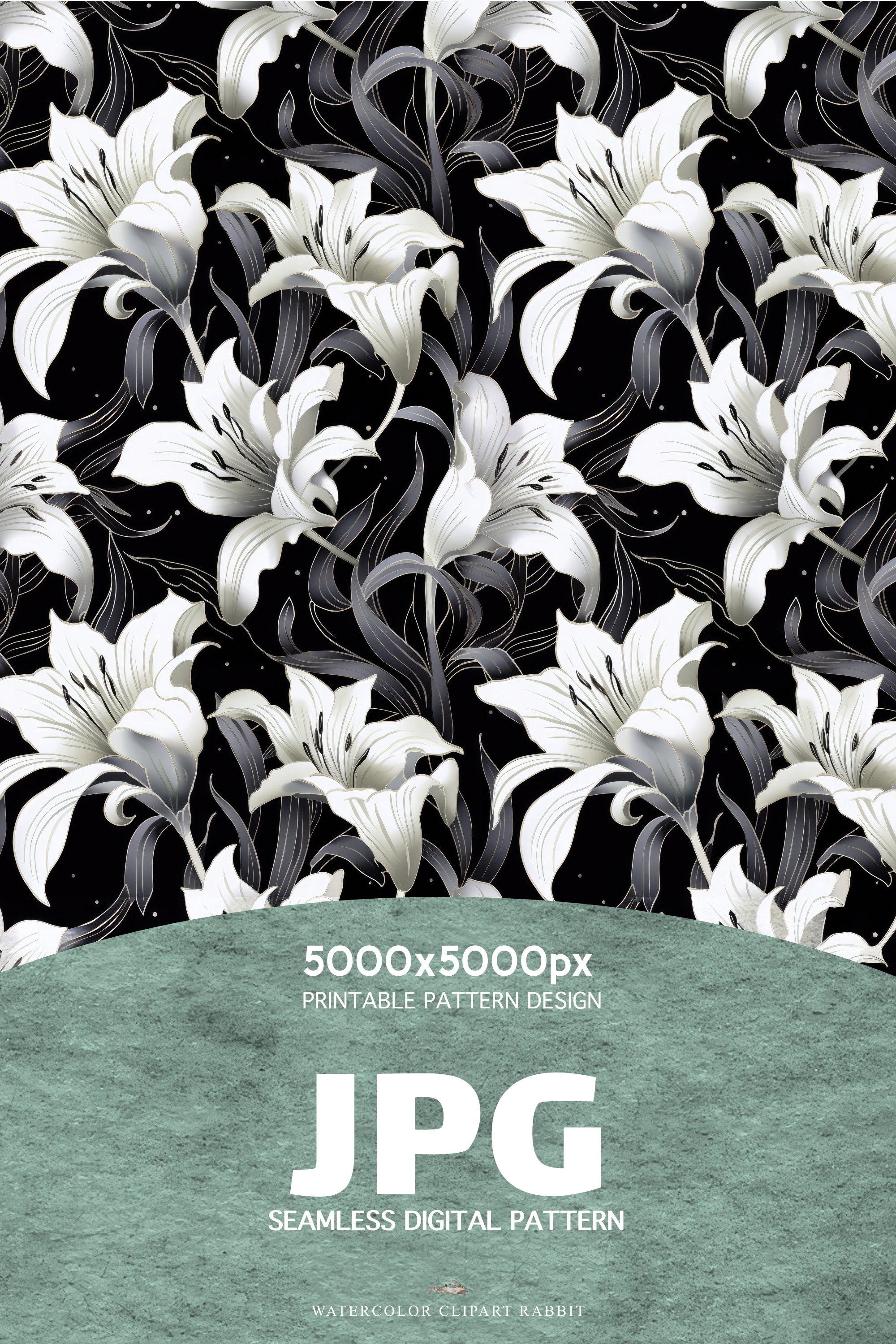 Lily Flowers Pattern Seamless Digital Paper JPG Background