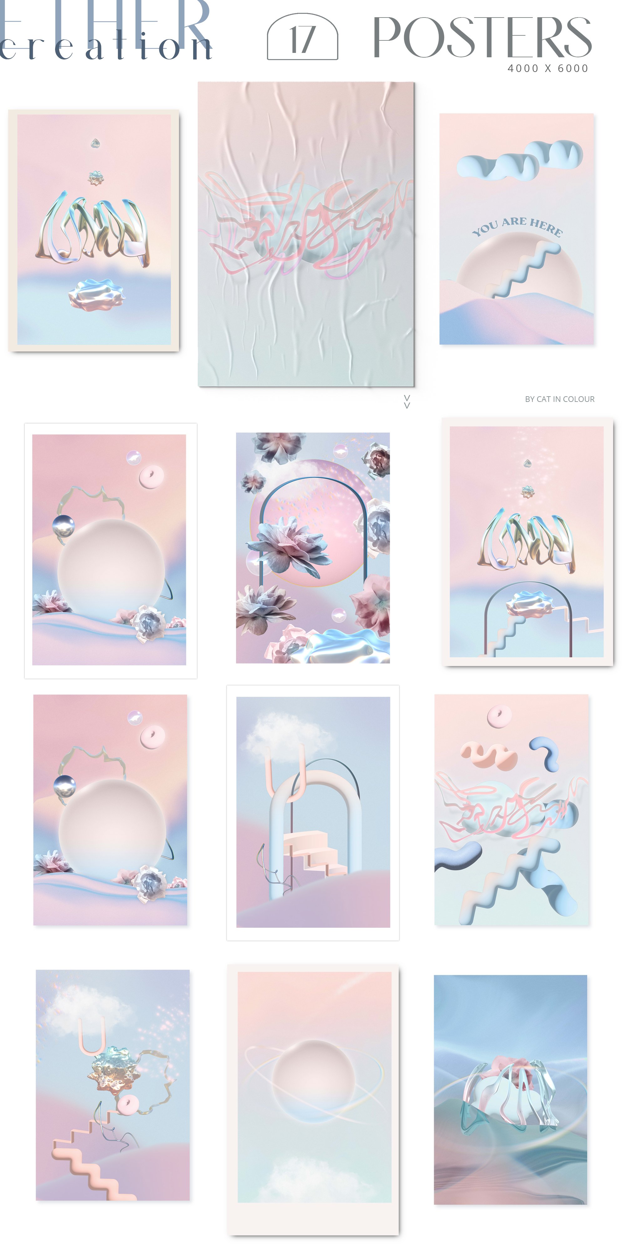 Landscape Creator Pastel Gradient Background Abstract Shapes