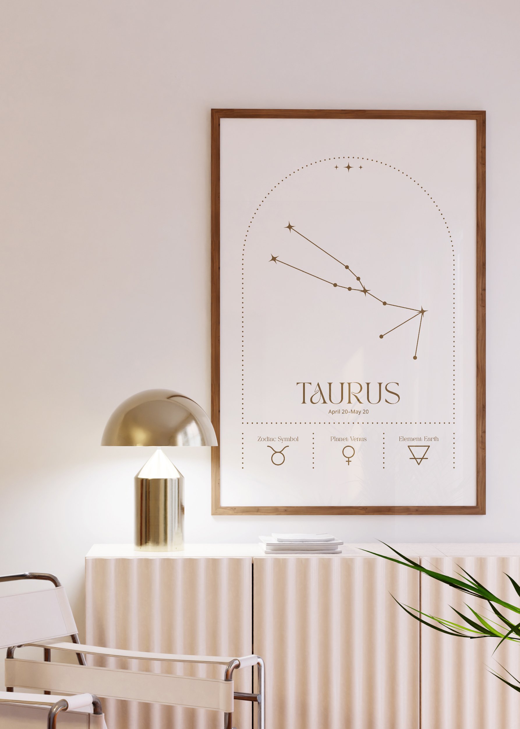 Taurus Minimalist poster, Zodiac wall art, Astrology print