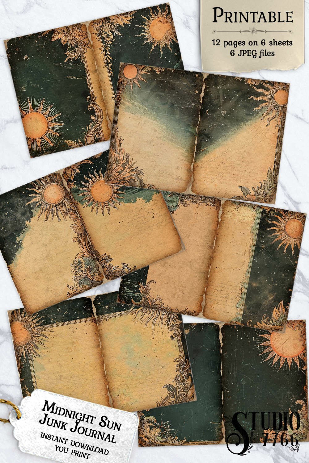 Midnight Sun Junk Journal Pages