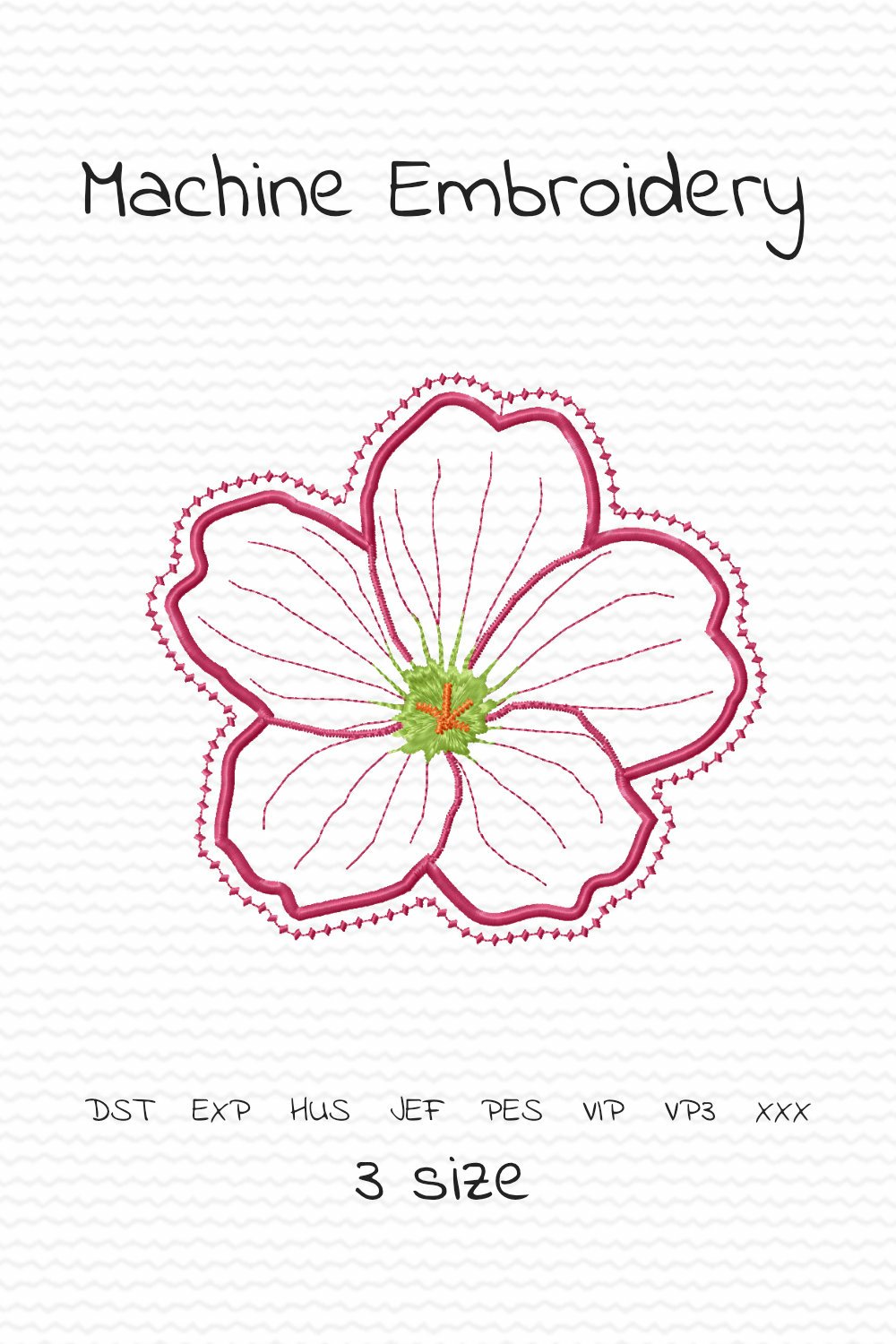 Pink flower applique | Machine embroidery design