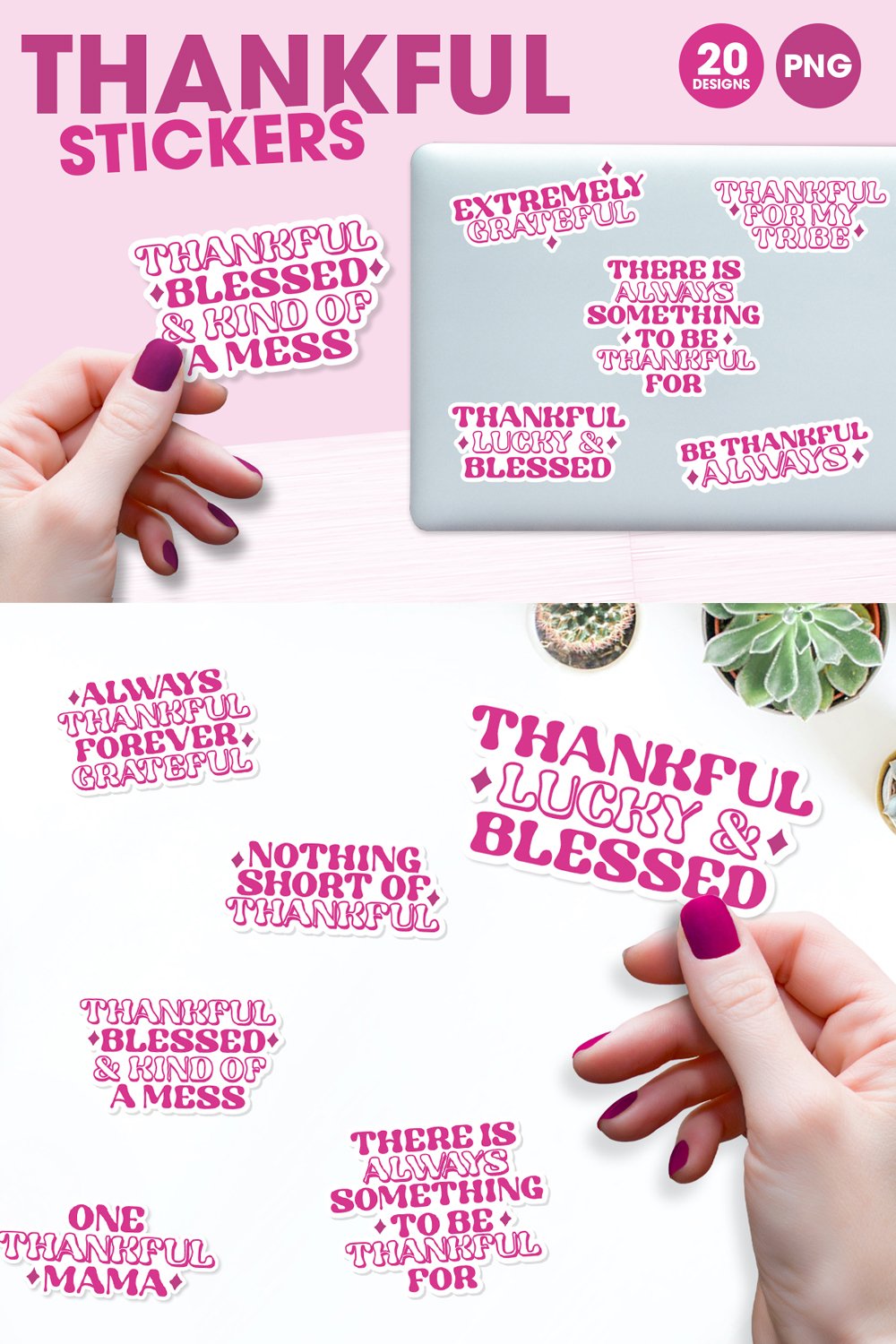 Thankful SVG Sticker Bundle | Printable laptop stickers