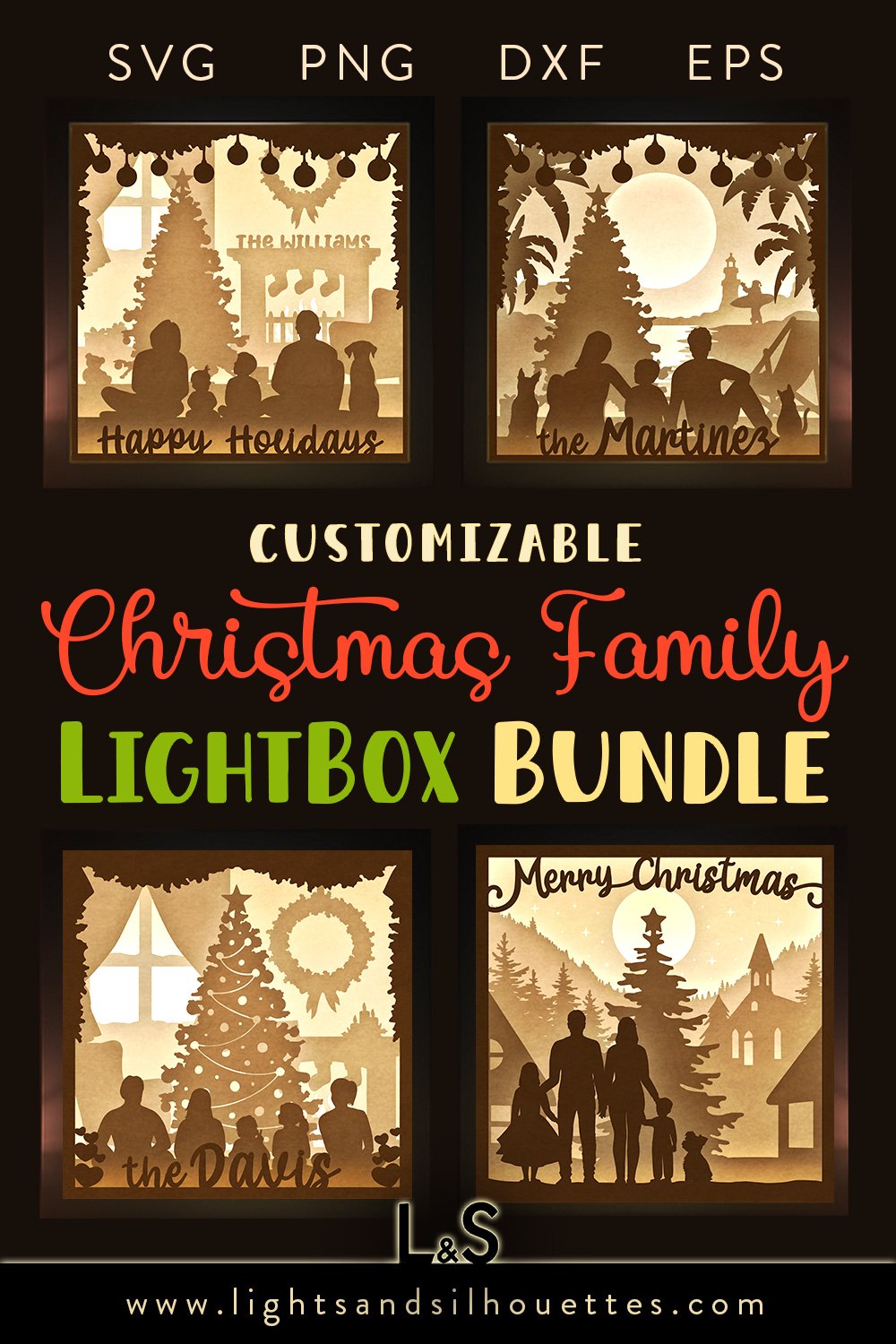 Customizable Christmas Family Shadow Box Bundle