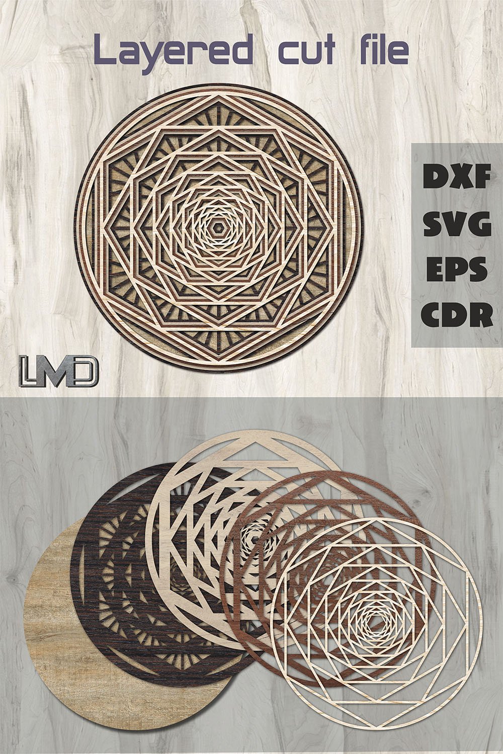 Geometric layered mandala svg 3d mandala svg Layered decor