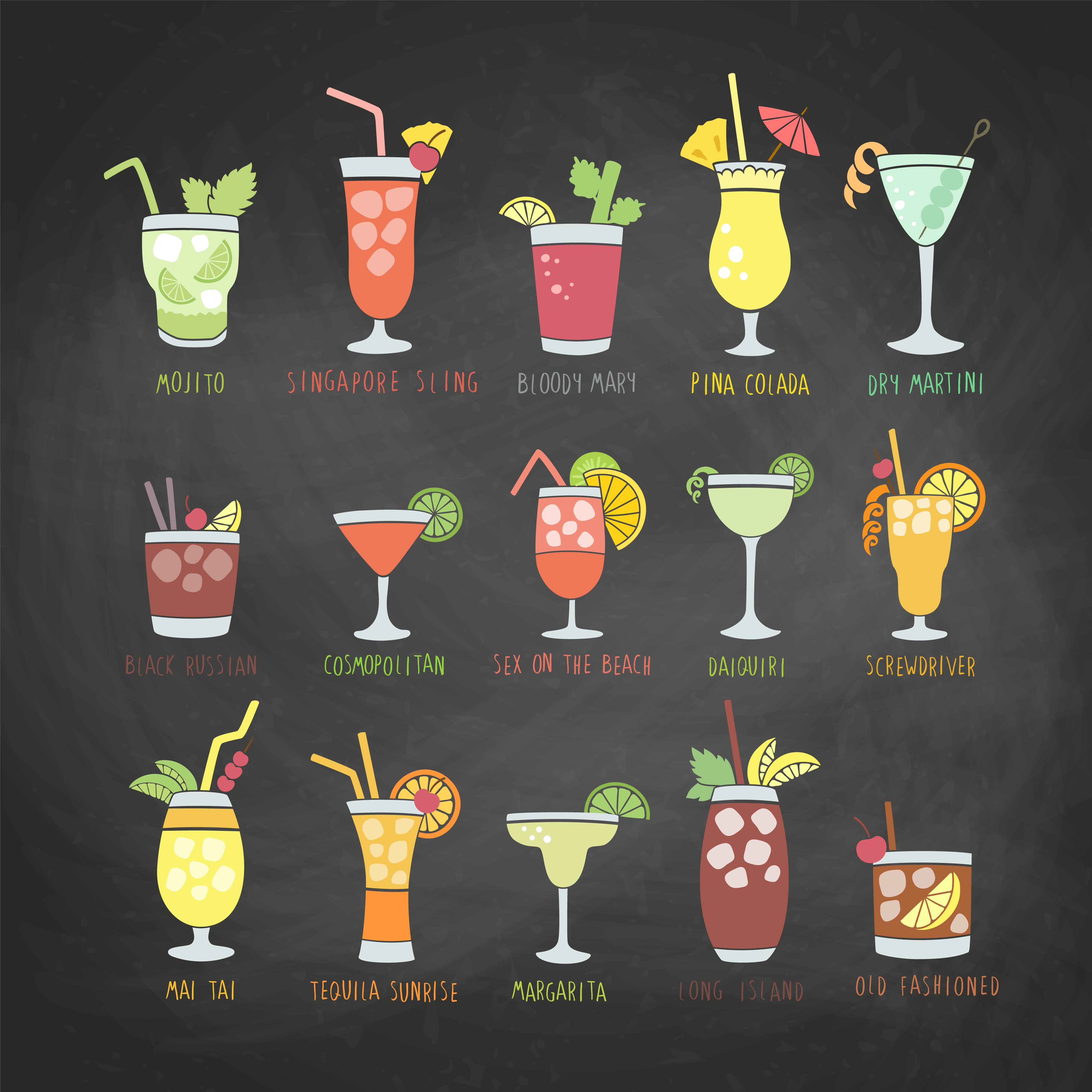 Summer Drinks Vector Set