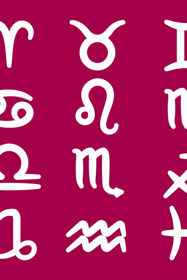 Set of vector Zodiac signs red background