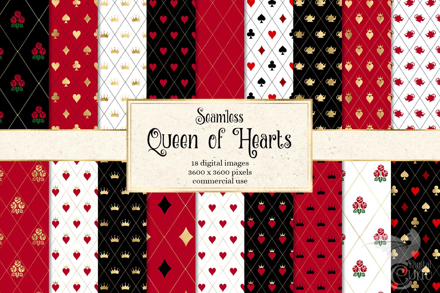 Queen of Hearts Digital Paper