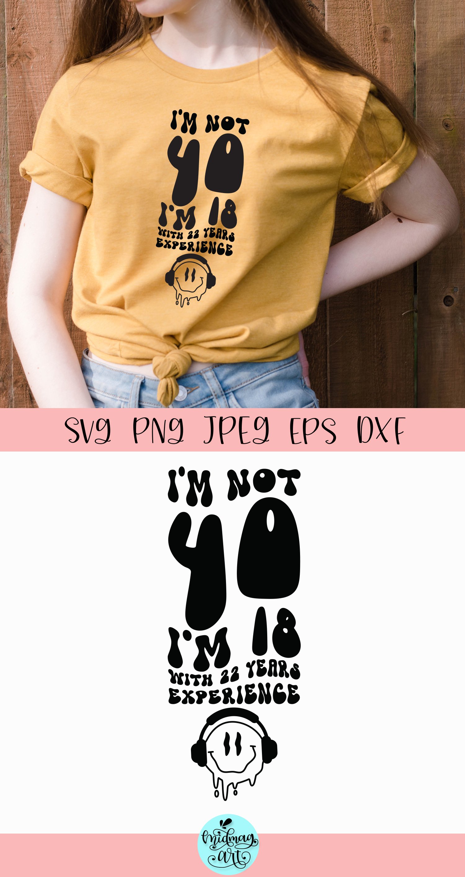 Funny 40th birthday svg, groovy wavy birthday svg