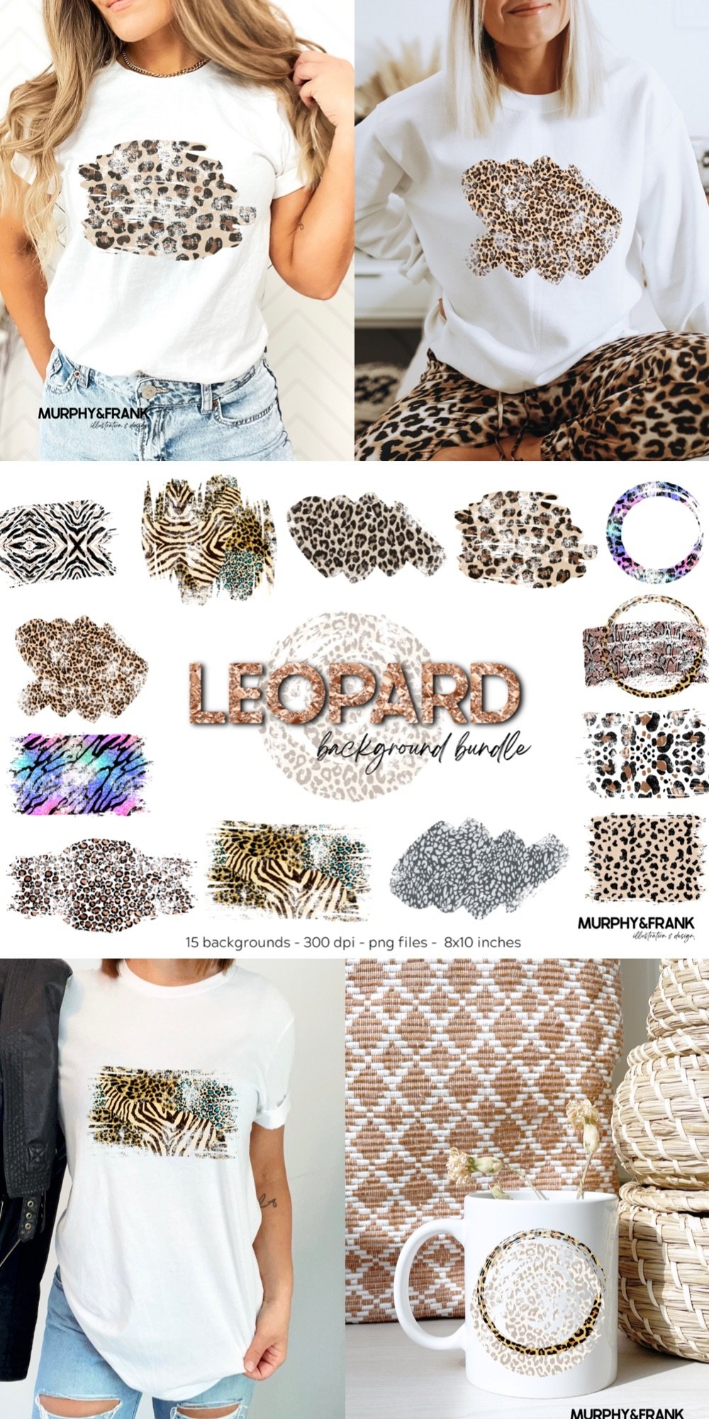 Leopard Background Sublimation Bundle | Leopard Patches Png