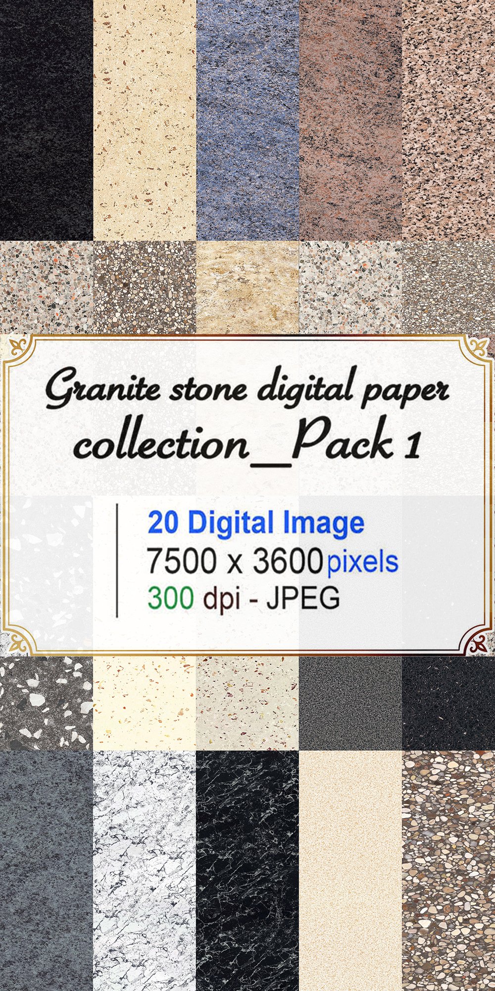 Granite Seamless Digital Papers, Terrazzo Texture