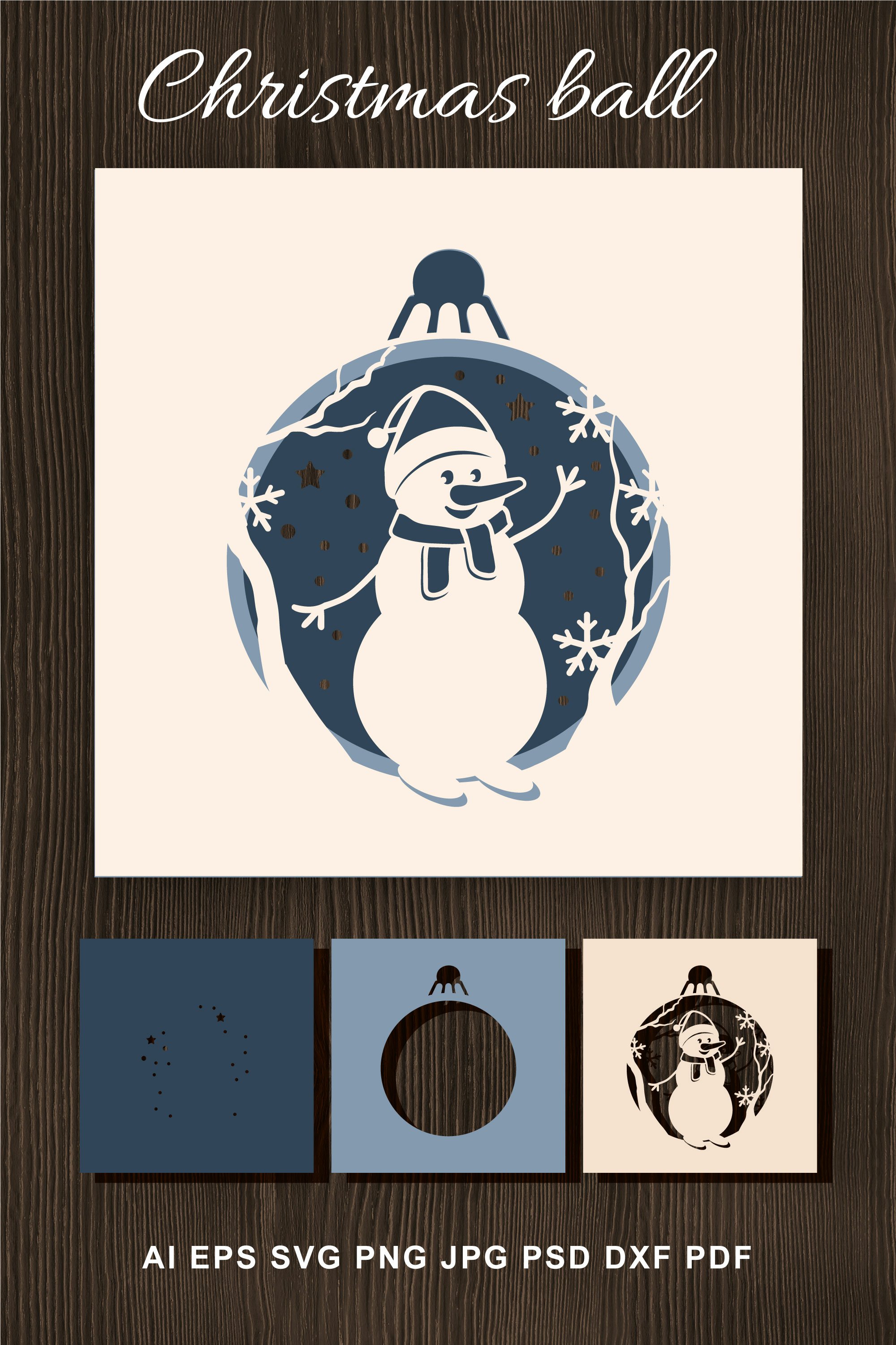 Christmas Ball SVG Cut file for Crafters. Snowman (2109123)