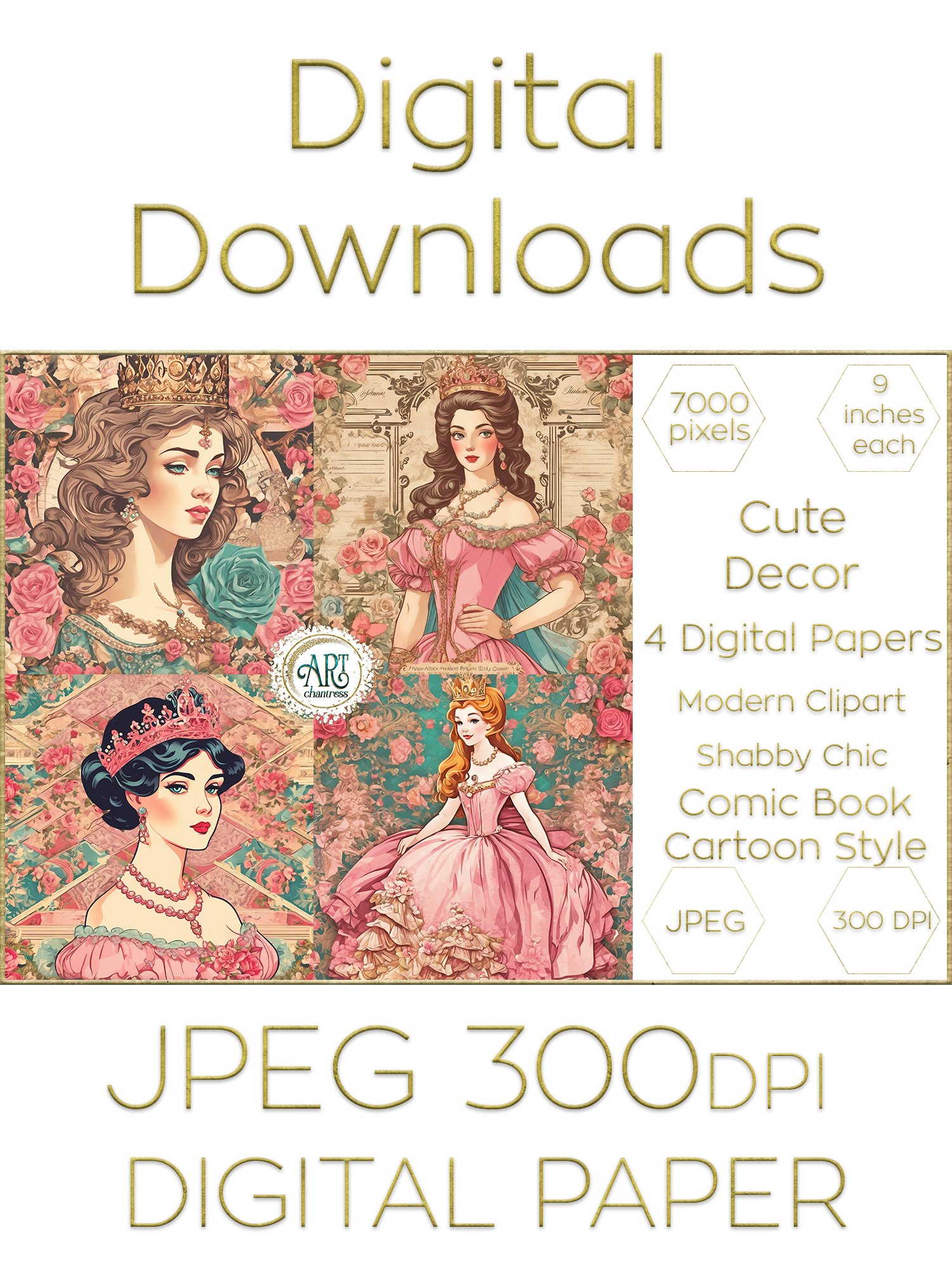 Cartoon Style Portraits Digital Paper Fantasy (3376890)
